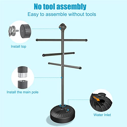 Hestiasko 57" Metal Outdoor Towel Rack for Pool with 3 Adjustable Bars, Hot Tub Accessories for Adults, Upscale Pool Towel Rack - Gray
