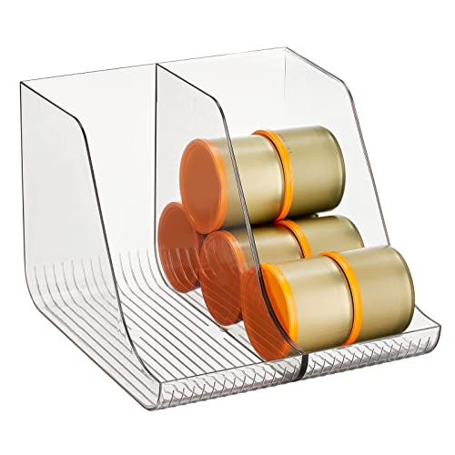 mDesign Plastic Beverage Storage Can/Bottle Dispenser for Kitchen, Fridge, Freezer, Pantry, Organizer for Soda, Pop, Drinks, Beer, Water Bottles; Holder for 24-26 Cans, Ligne Collection, 2 Pack, Clear