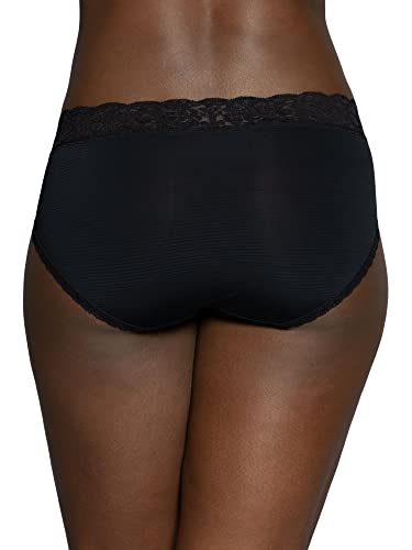 Vanity Fair Women's Flattering Lace Panties: Lightweight & Silky with Superior Stretch, 3 Pack-Black, 6