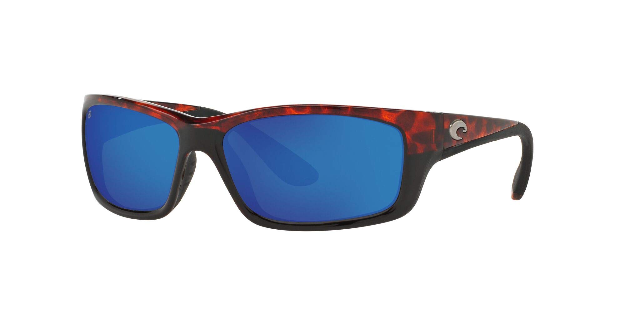 Costa Del Mar Mens Jose Rectangular Sunglasses, Blackout/Sunrise Silver Mirrored Polarized 580G, 62 mm