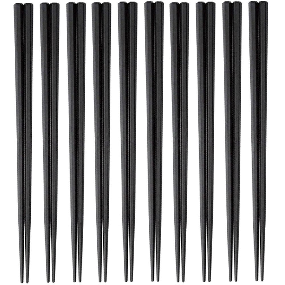Daikokuro Industries SPS Hex Chopsticks, 9.1 inches (23 cm), Black, Set of 10, Commercial Use, Reusable, Made in Japan