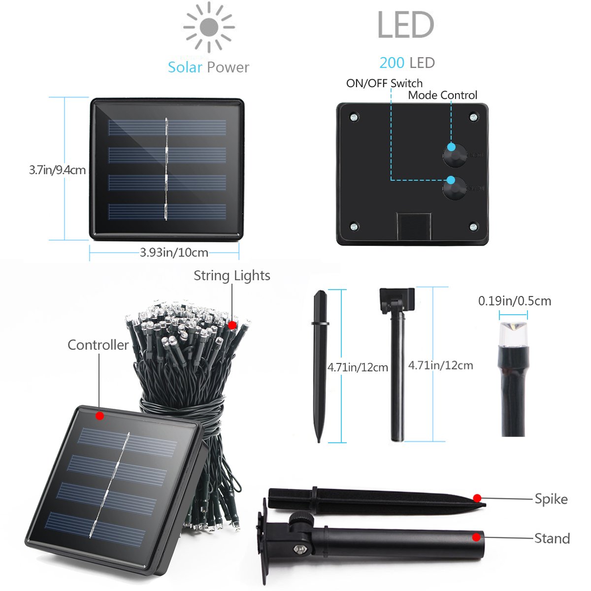 VMANOO Solar String Lights Outdoor String Lights 200 LED 72FT Solar Christmas Lights, 8 Modes Solar Lights Oudoor Waterproof for Tree Patio Yard Garden Christmas Parties Decoration, Warm White
