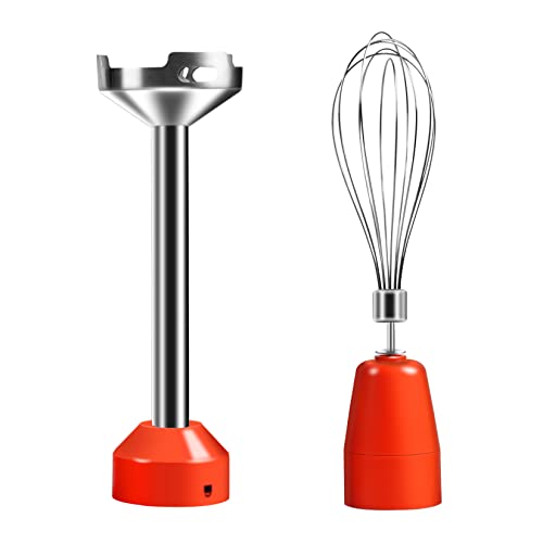 IKAN TECH 4-in-1 Immersion Hand Blender (Titanium Coating), Powerful 500W Handheld Stick Blender with Stainless Steel Blades, 12 Speeds Multi-Purpose Blender W/ Chopper, Beaker, Egg Whisk (Red)