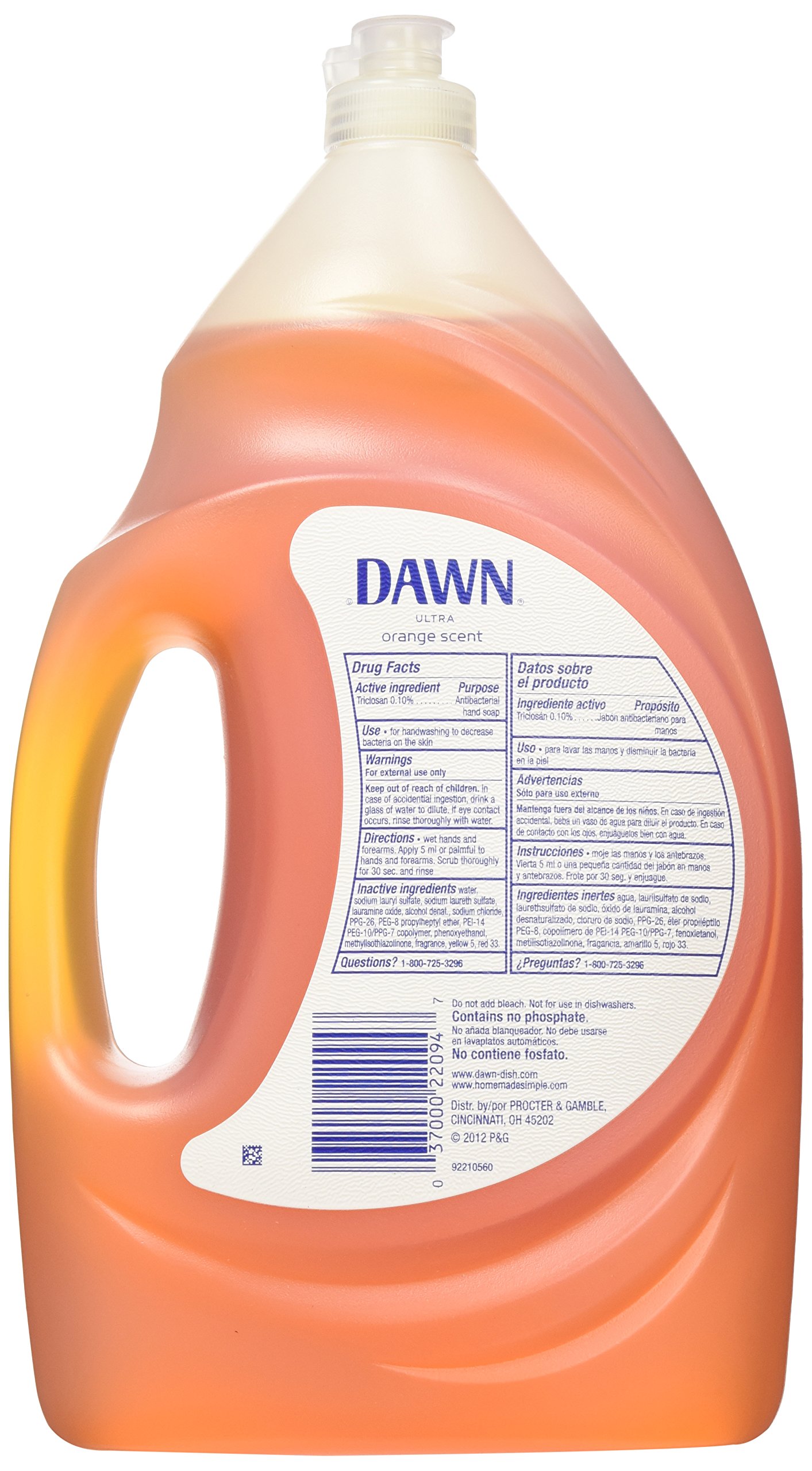 Dawn Ultra Concentrated Antibacterial Hand Soap Dishwashing Liquid Refill, Orange Scent, 56 Ounce