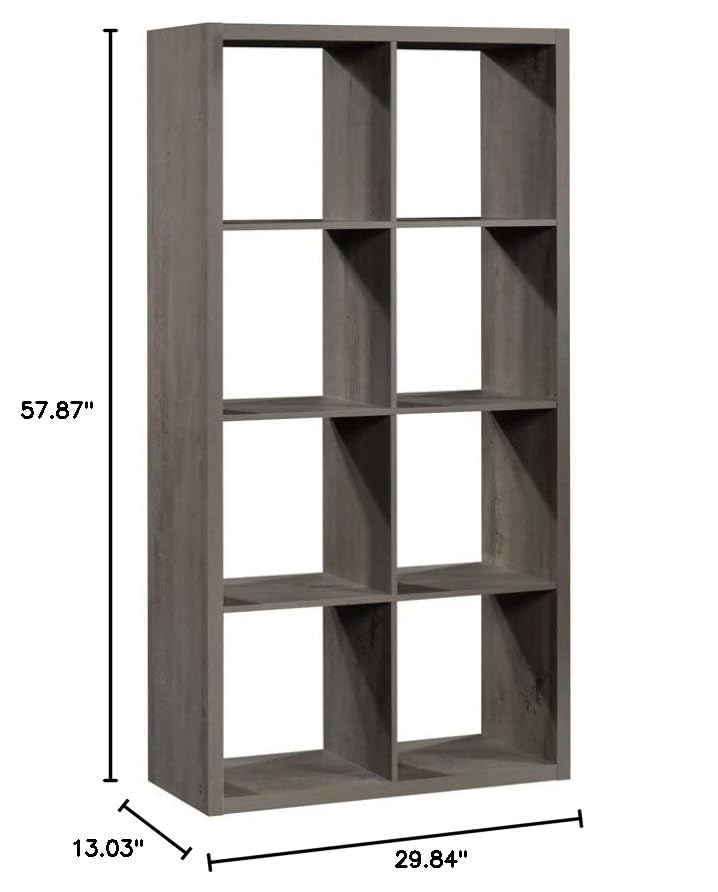 Sauder Miscellaneous Storage 8-Cube Organizer, L: 29.84" x W: 13.03" x H: 57.87", Mystic Oak
