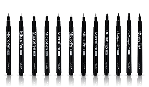 Vanli's 12 Pack Fine Tip Art Pens for Drawing. Waterproof Archival Fineliner Calligraphy Hand Lettering Pens. Microline Bible Journaling Pens, 12 Pack