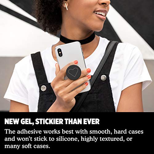 PopSockets: Phone Grip with Expanding Kickstand, Pop Socket for Phone - White Heart Black