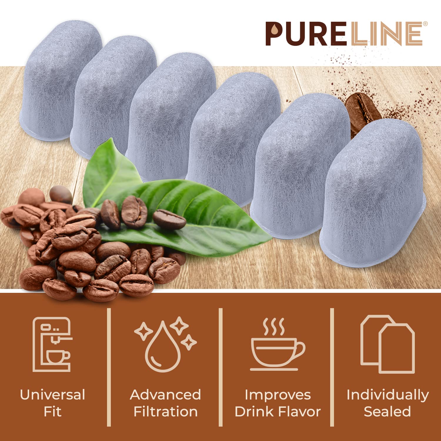 Cuisinart® Coffee Filter Replacement - 12 Pack Cuisinart® Coffee Maker Water Filter by Pureline - Charcoal Water Filter - for all Cuisinart Coffee Machines