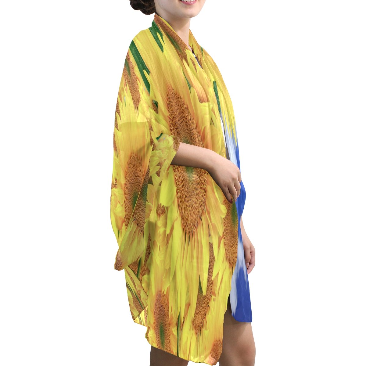 Use4 Fashion Lightweight Sunny Sunflower Floral Chiffon Silk Long Scarf Shawl Wrap