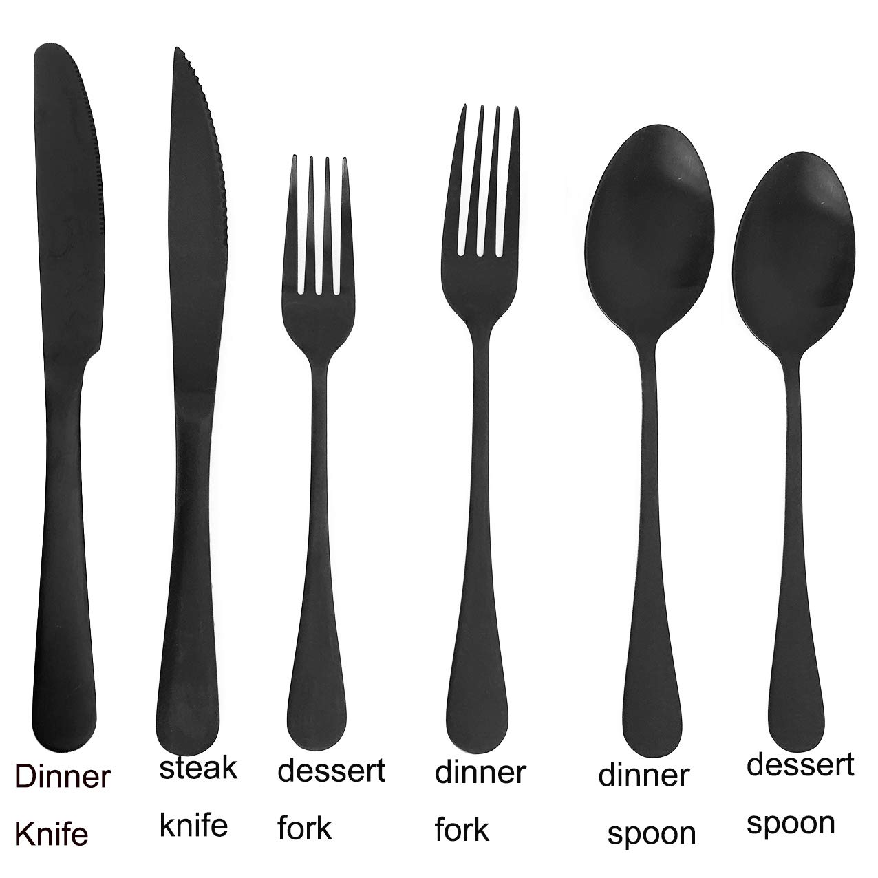 puzhlerMatte black 8-piece 304 Stainless Steel Salad Forks Dessert Forks Set, Dishwasher Safe, 6.7 Inches