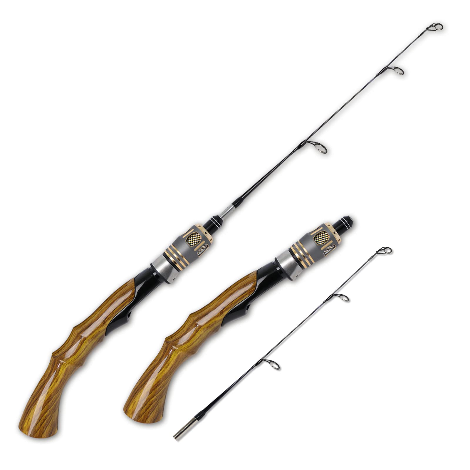 Fiblink 2-Piece Portable Travel Ice Fishing Rod 23 Inches Light Power Spinning/Casting Ice Pole