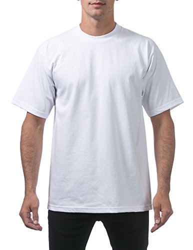 Pro Club Men's Heavyweight Cotton Short Sleeve Crew Neck T-Shirt, White, 2X-Large