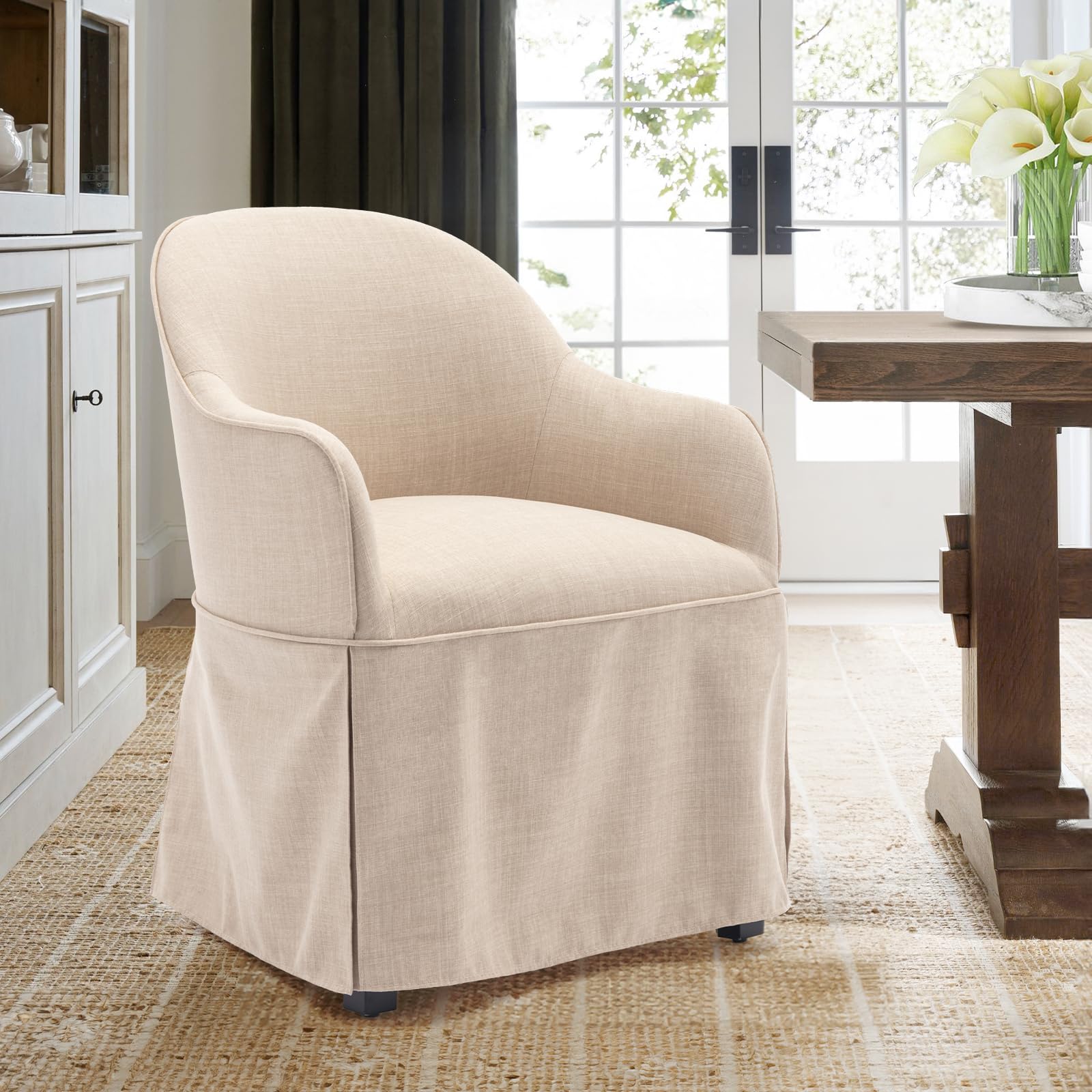 COLAMY T115-Brown Parson Dining Chairs, Set of 6, Brown