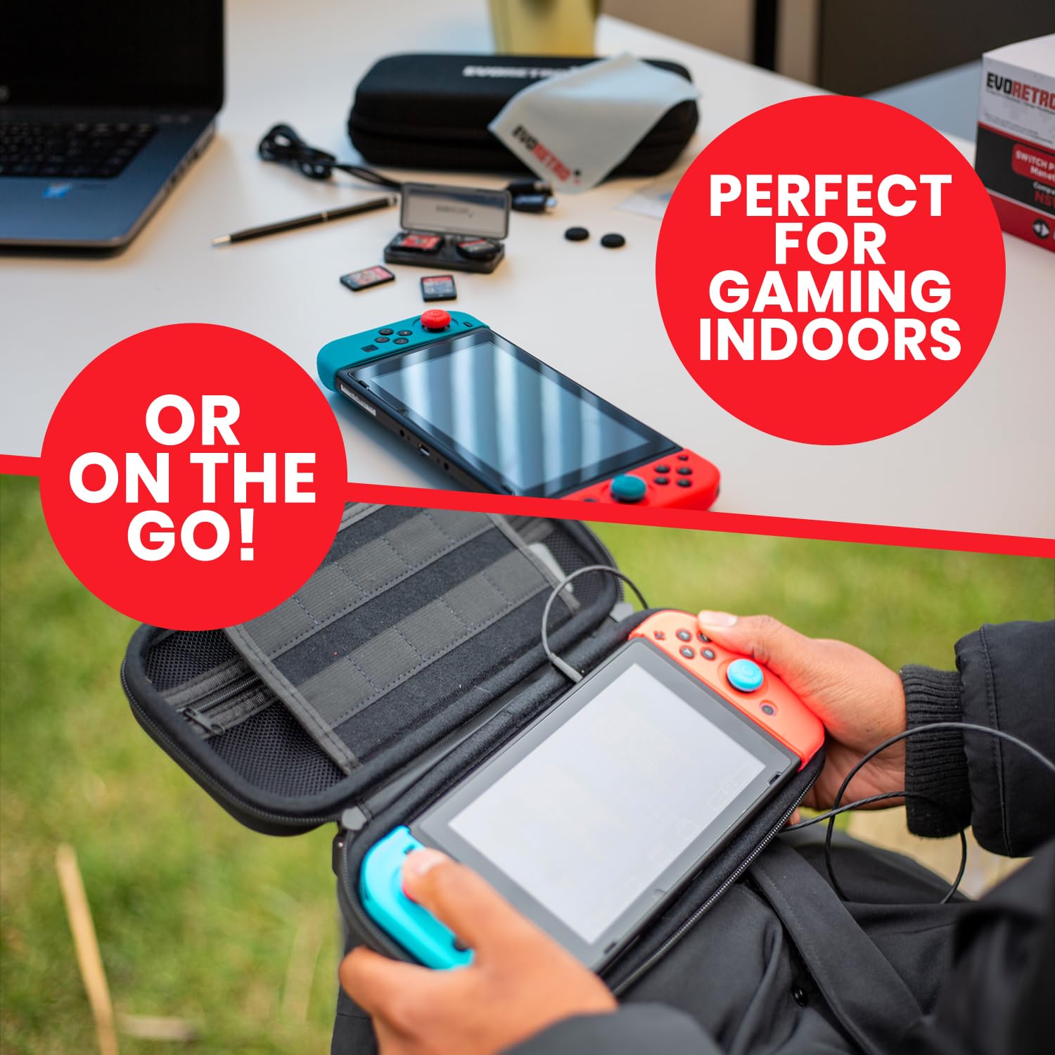 Starter Kit Accessories 14 pcs - Complete Bundle Set Compatible for Nintendo Switch Case Gaming Console