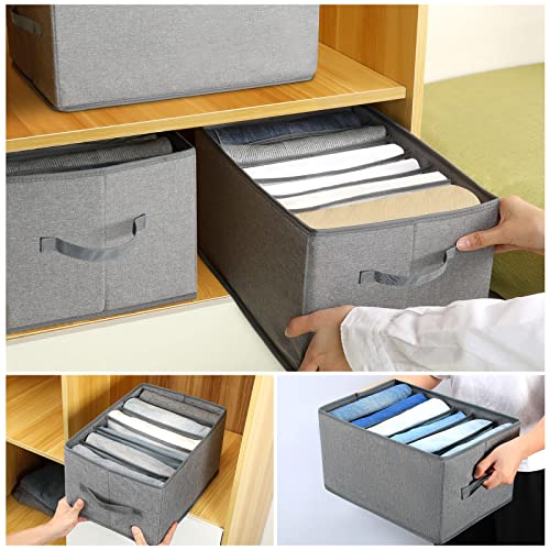 Yoillione Upgrade Large Jeans Organizer for Closet, Wardrobe Clothes Organizer for Folded Clothes, Closet Organizers and Storage Drawer Organizers for Clothing, Pants, Bra, Sweaters, T-shirt, 4 Pack