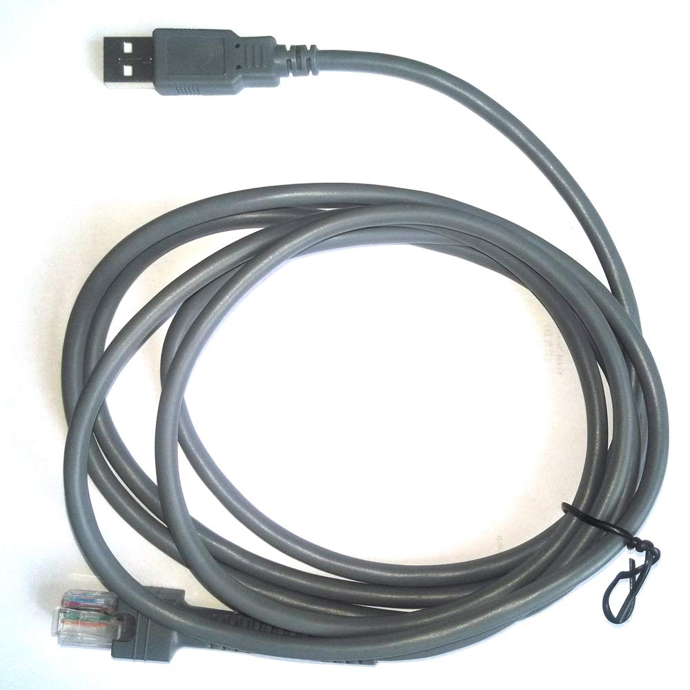 PZV USB to RJ48 Cable 7ft 2mtr Dura-Gray for Barcode Scanner USB Cable,USB Data Transmission Cable for Digital Handheld Barcode Scanner Compatible with LS2208 DS4208 9208 1203 LS4208 LS3008 LS3408