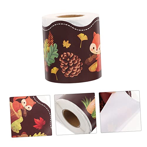 Ciieeo 1 Roll Chalkboard Stickers Thanksgiving Borders Stickers Autumn Wave Board Borders Autumn Board Borders Stickers Maple Leaf Borders Fall Border Trim Autumn Leaves Sector Paper