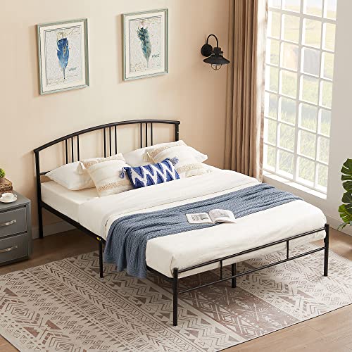 VECELO Full Bed Frame with Headboard and Footboard, 14 Inch Metal Platform Mattress Foundation, Sturdy Premium Steel Slat/No Box Spring Needed