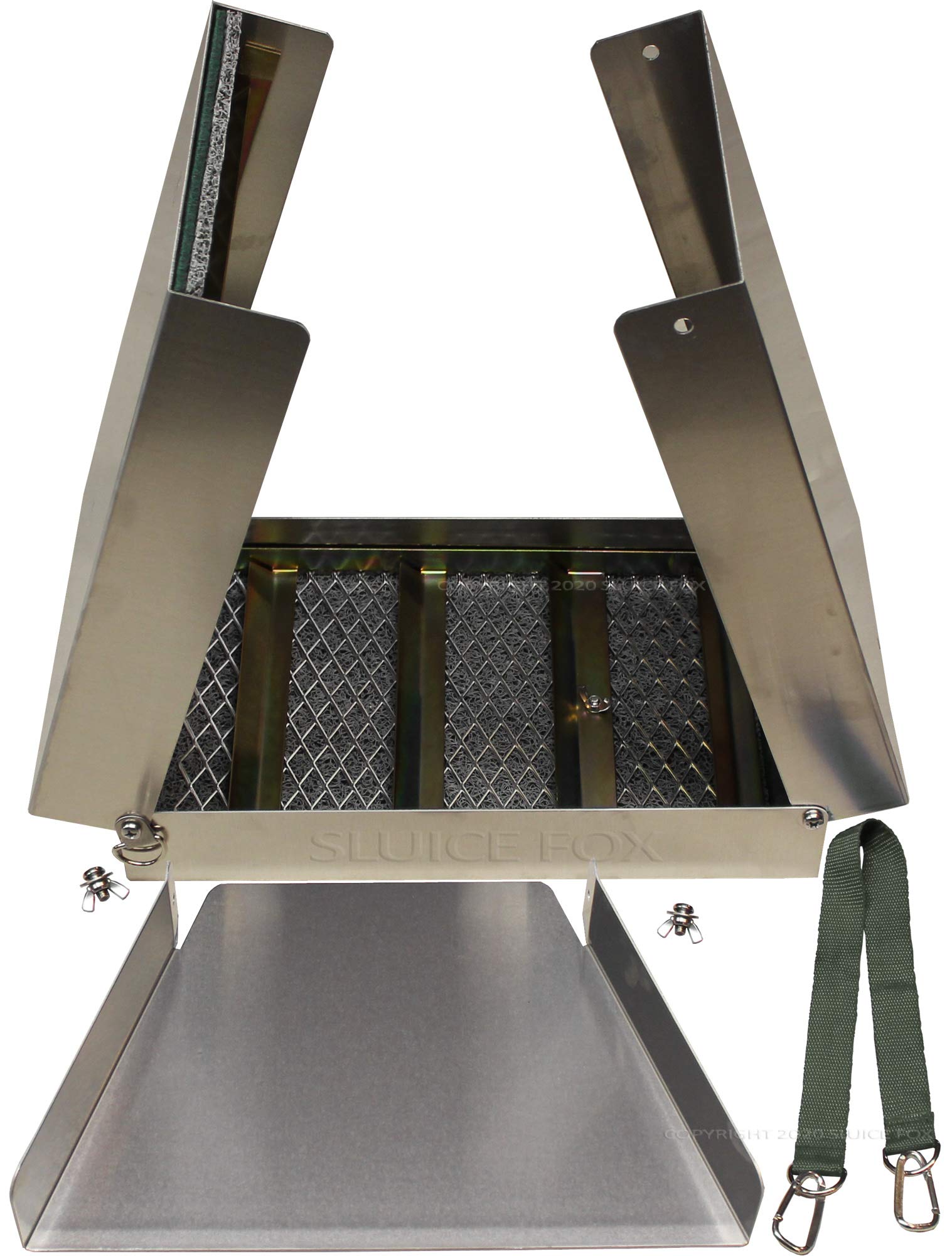 Complete Gold Mining Kit; Folding 50 inch Gold Sluice Box; Gold Prospecting Equipment; Rock Pick Hammer; Gold Classifiers; Pay Dirt Scoop; Crevice Tools and More