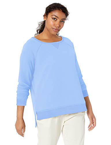 Daily Ritual Women's Oversized Terry Cotton and Modal High-Low Sweatshirt, Aqua Blue, XX-Large