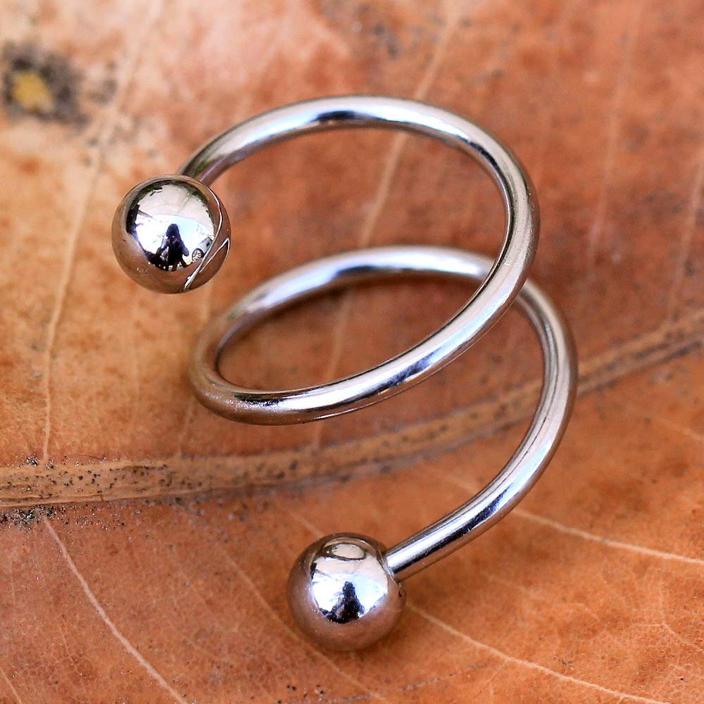 Cocobul Body Jewelry 316L Stainless Steel Double Coil Twist Cartilage Earring | 16 Gauge 8mm Diameter