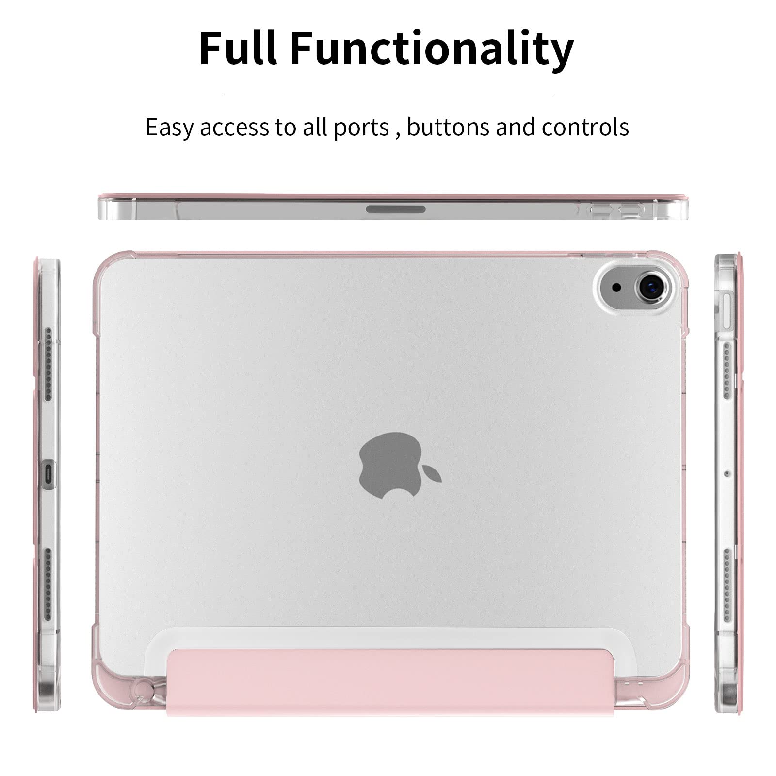 Kenke for iPad Air 6th Generation Case 11 inch (2024) iPad Air 5th Generation Case (2022) / iPad Air 4th Generation Case (2020) 10.9 Inch Case with Pencil Holder & Soft TPU Back Shell (Light Pink)
