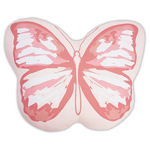 June Garden Decorative Plush Soft Cushion Butterfly Throw Pillow - 16 x 12 Inches - Pink