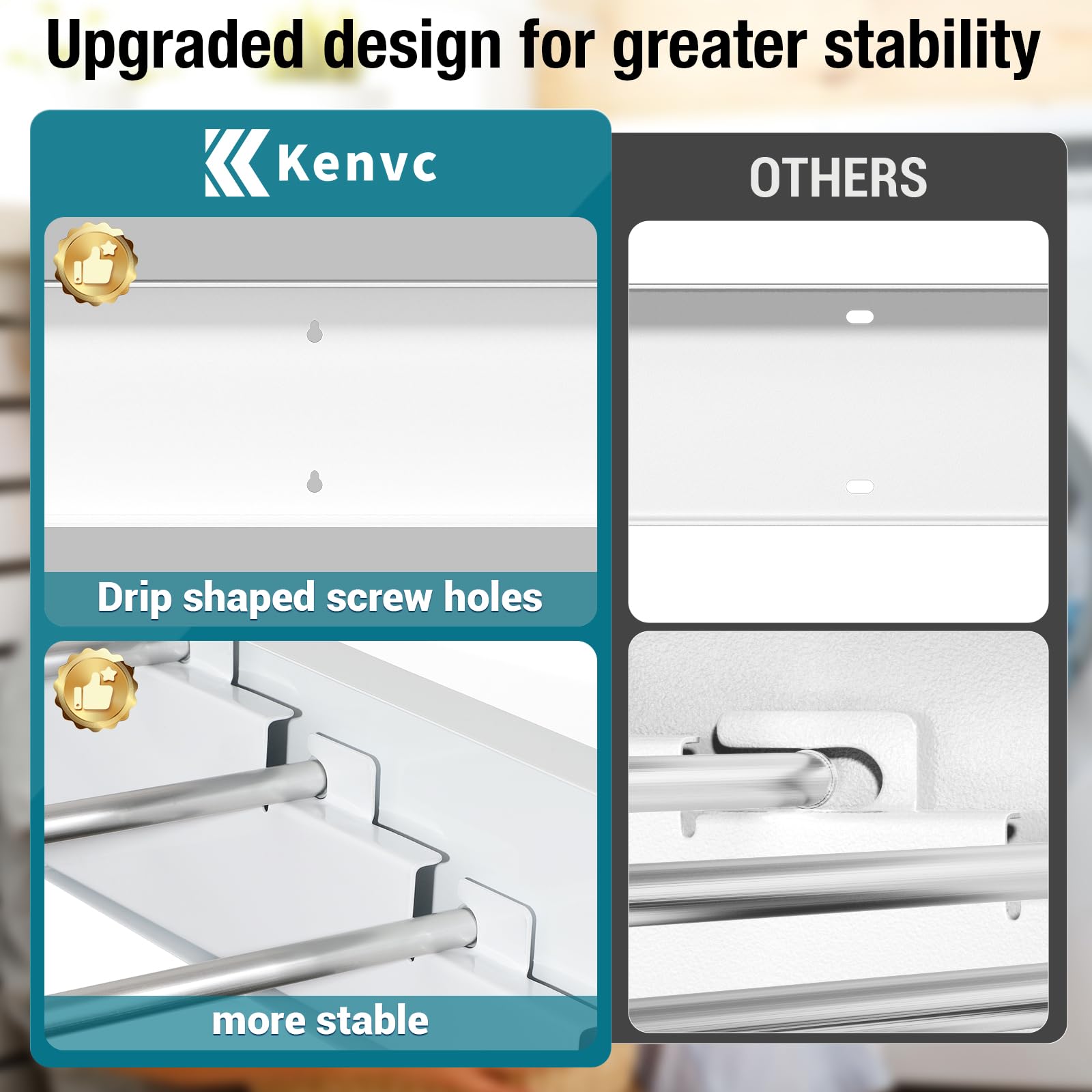 kenvc Laundry Drying Rack Collapsible: Wall Mounted Clothes Drying Rack - 23.6" Wide 9.9Linear Ft 4 Aluminum Rods 40 lb Capacity with Wall Template Screwdriver Bit Drill Bit(White, 24)