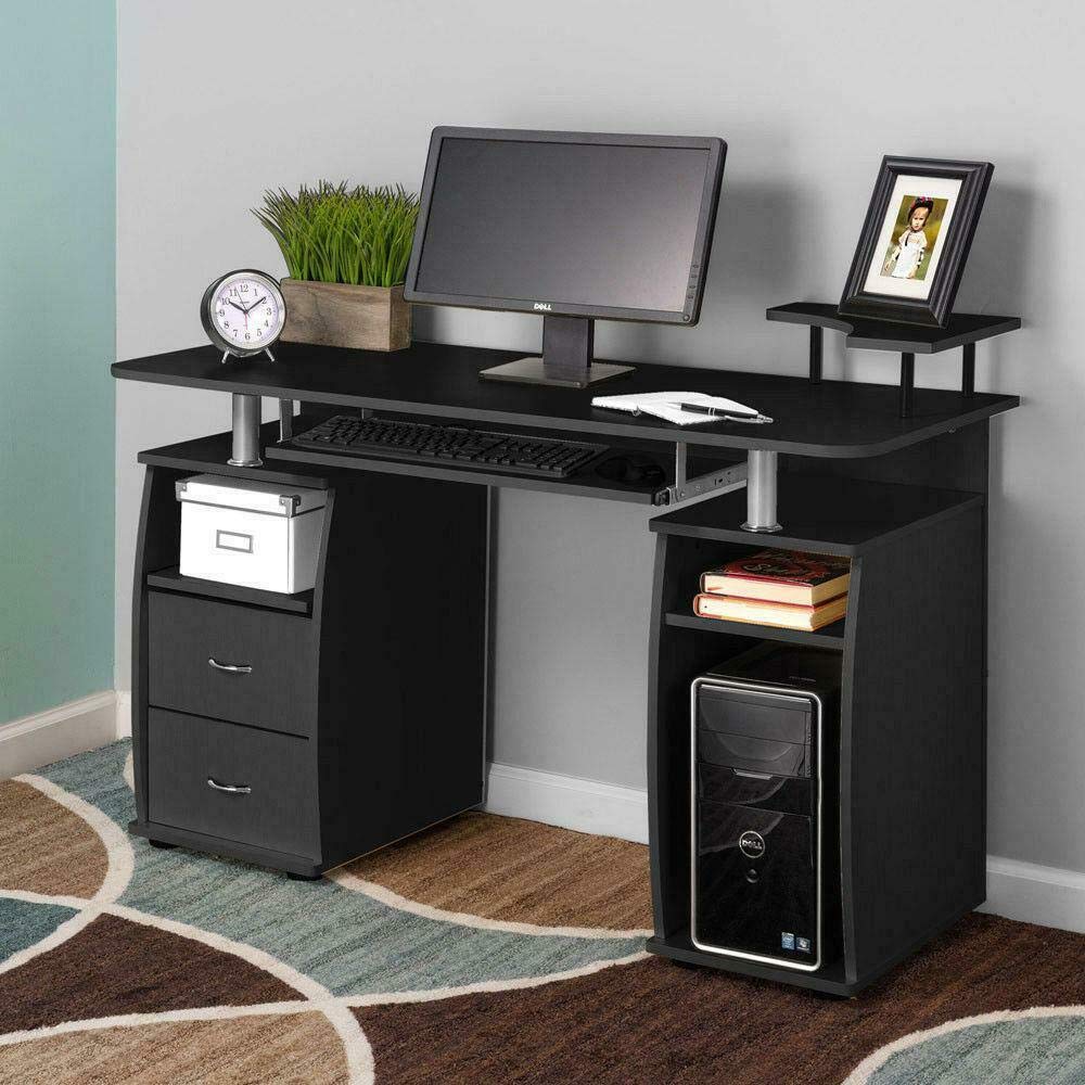 Computer Desk PC Laptop Table Workstation with Printer Shelf, Home Office Furniture