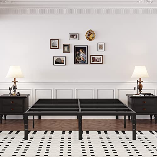 Vengarus 18 Inch Metal Platform King Size Bed Frame,Steel Slat Support,No Box Spring Needed,Easy Assembly,Underbed Storage,Noise Free, Non-Slip Mattress Foundation,King Bed Frame,Black