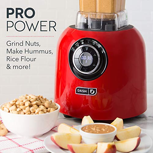 Dash Chef Series 64 oz Blender with with Stainless Steel Blades + Digital Display for Coffee Drinks, Frozen Cocktails, Smoothies, Soup, Fondue & More, 1400-Watt - Red