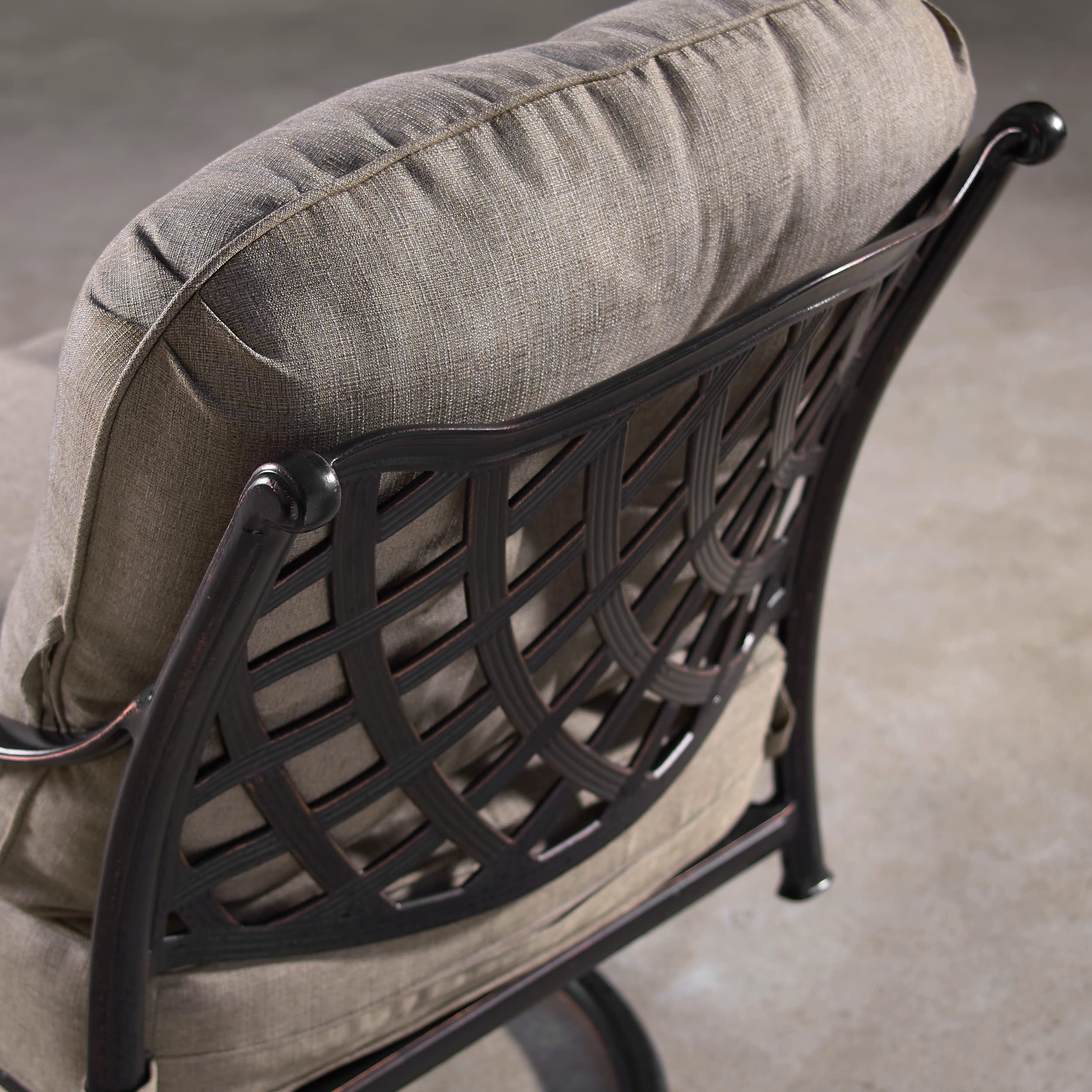 Oakland Living Aluminum Outdoor Swivel Club Finish with Thick Tan Polyester Cushions (Set of 2) Deep Seating Rocking Chairs, Antique Copper