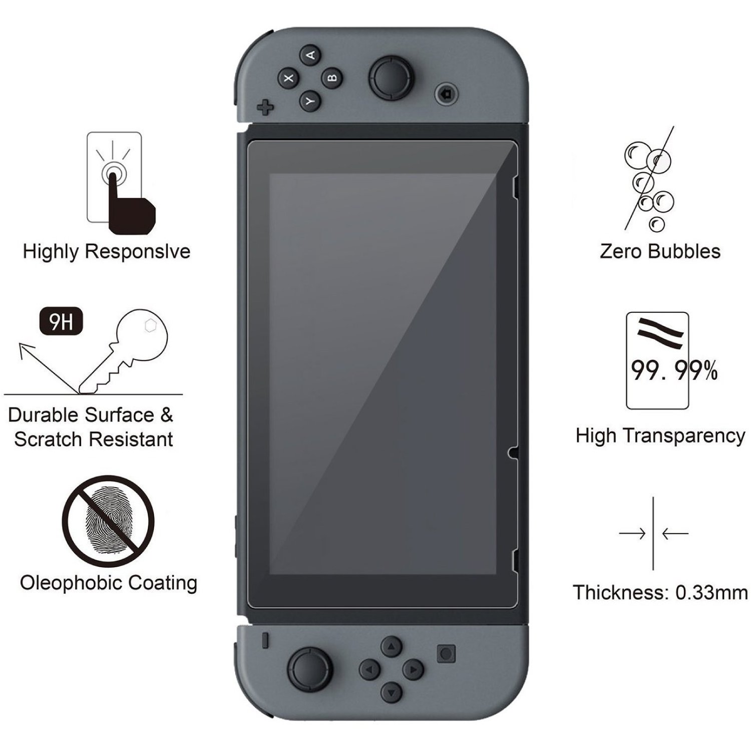 Compatible with Nintendo Switch Case with Screen Protector,AISITIN TPU Protective Heavy Duty Cover Case for Nintendo Switch with Shock-Absorption and Anti-Scratch (Black)