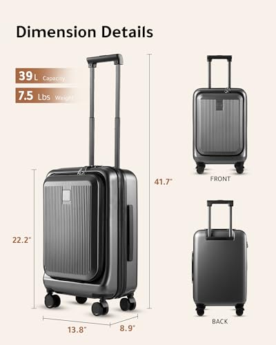 LUGGEX 20 Inch Carry on Luggage Set with Pocket Compartment - PC Hard Shell Suitcase Set with Backpack - Hassle-free Travel Luggage Airline Approved