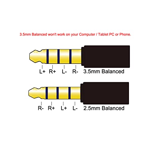Youkamoo [ 3.5mm Balanced Right Angle ] 3.5mm Male to 2.5mm Female 8 Core Silver Plated Headphone Earphone Audio Adapter Cable 3.5mm Balanced to 2.5mm Balanced Female
