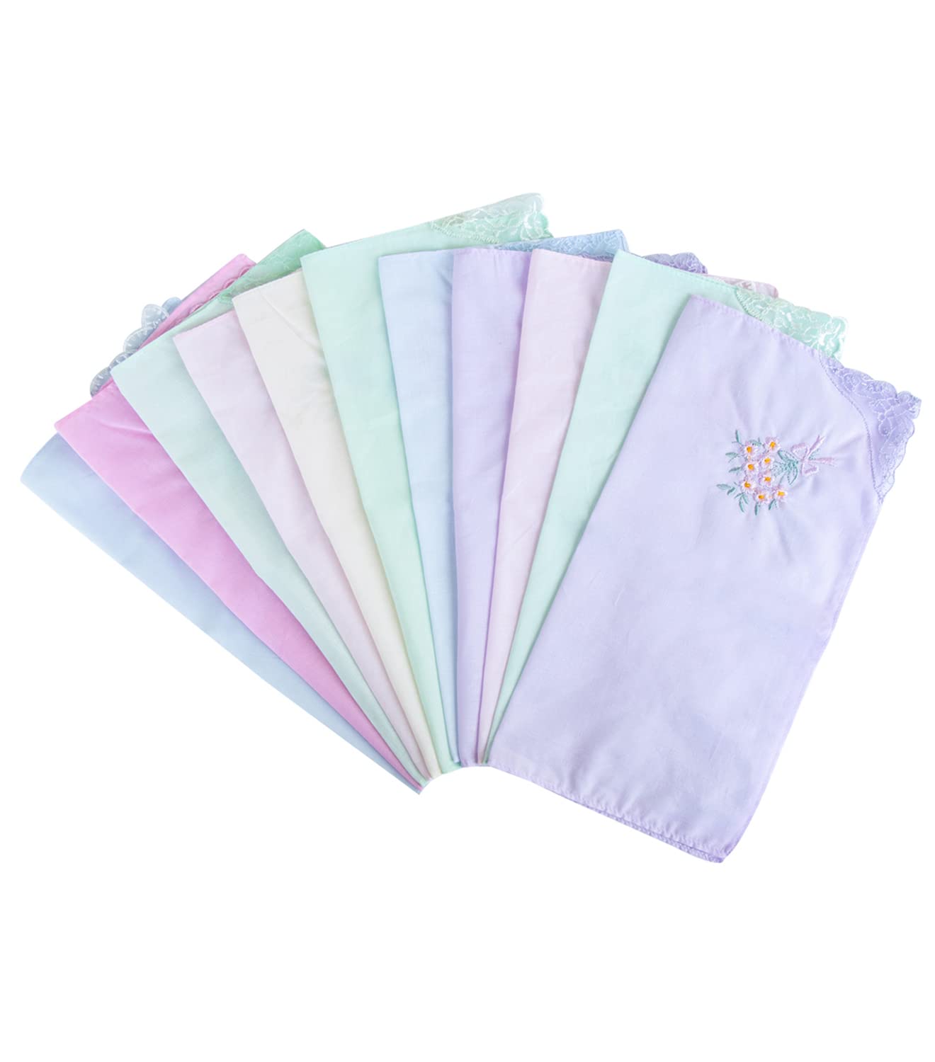 CoCoUSM Womens Handkerchiefs Lace Embroidered Cotton Handkerchiefs Bulk