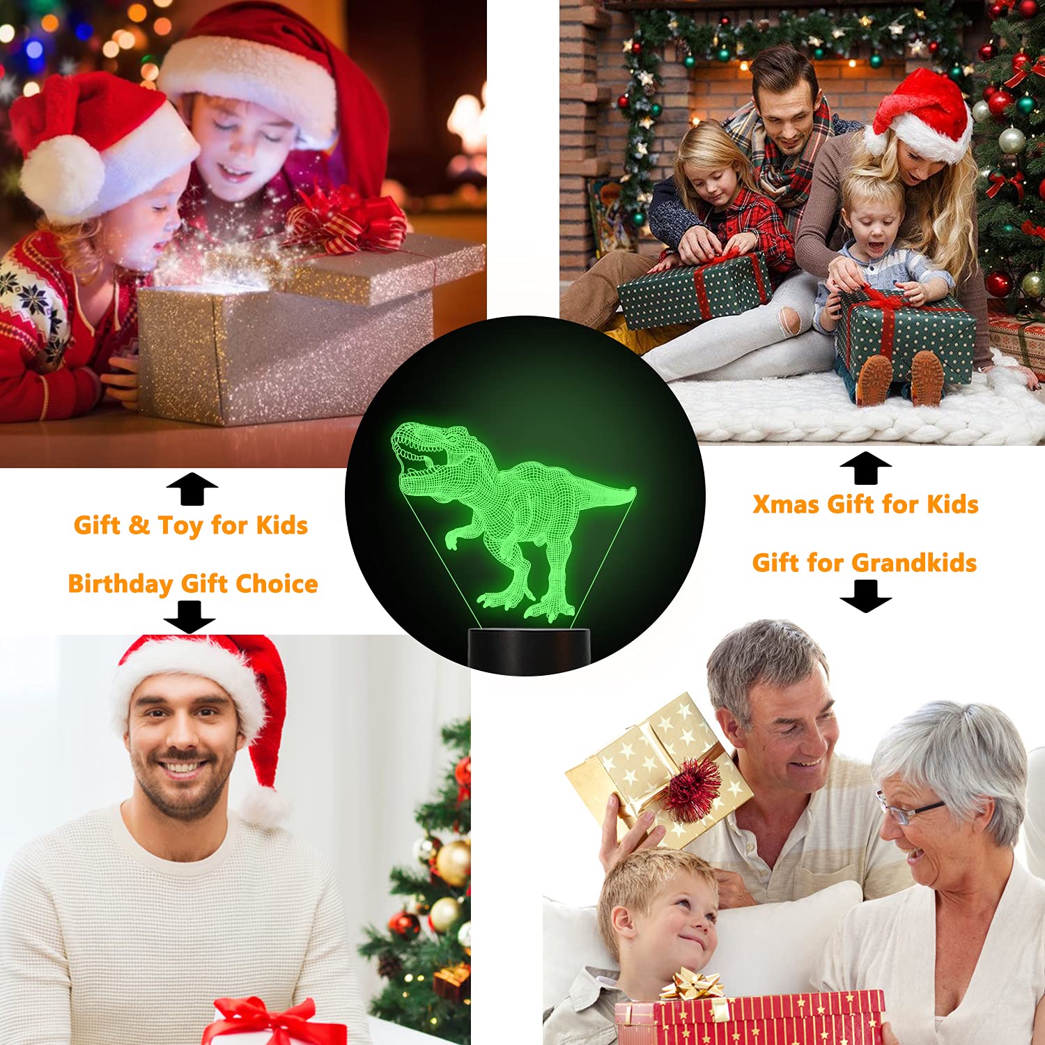 Dinosaur Gifts, Night Light for Kids Dinosaur T-rex 3D Night Light Bedside Lamp with Remote Control 16 Color Changing Xmas Halloween Birthday Gift for Child Baby Boy