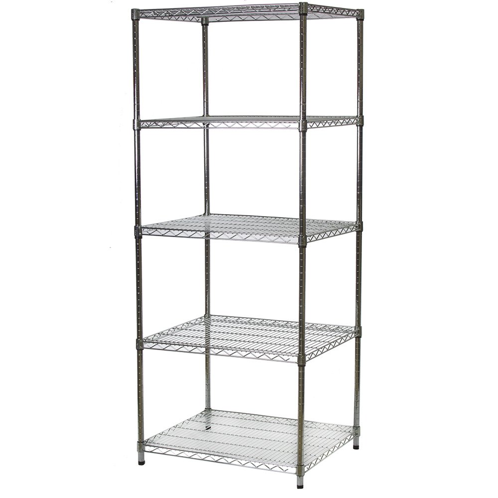 Shelving Inc. 24" d x 30" w x 84" h Chrome Wire Shelving with 5 Tier Shelves, Weight Capacity 500lbs Per Shelf