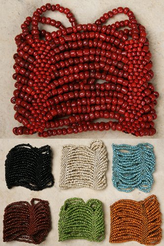 Curious Designs Cuff Bracelet, Black and 1 Assorted - Glass Beaded Stretch Style, Elastic, 6.5 to 8 Inches