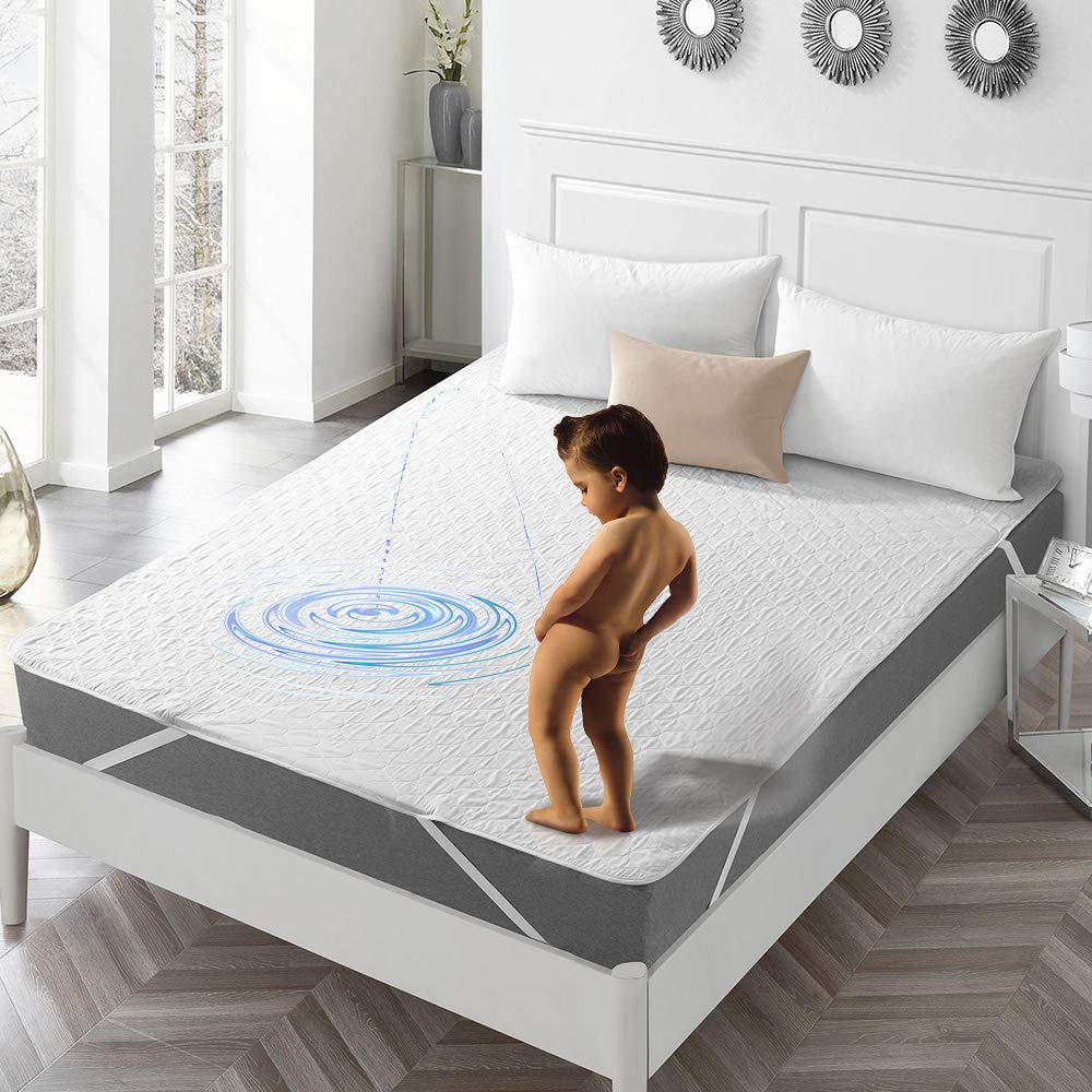 Queen Mattress Protector Cover Waterproof Quilted Fitted Soft Cotton Mattress Cover Pad Washable Mattress Bed Protector with Elastic Band (Queen Size)
