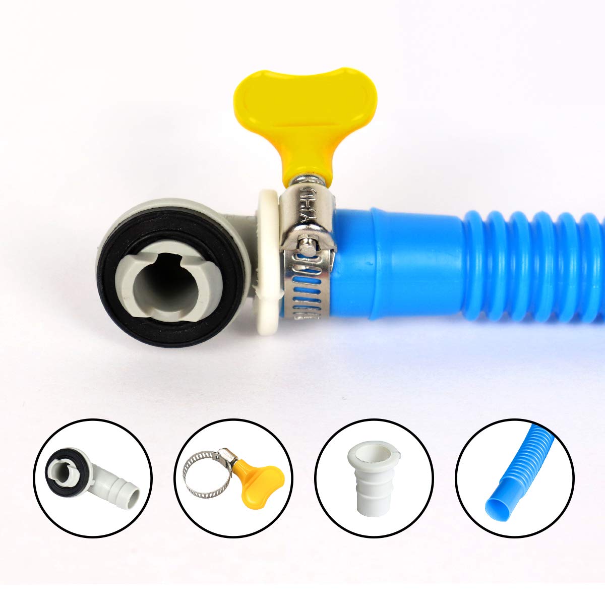 Daisypower Air Conditioner Drain Hose Kit,3/5 Inch AC Drain Hose Connector Elbow Fitting with Rubber Ring for Mini-Split Units and Window AC Unit,Semi-Automatic Washing Machine,Portable AC
