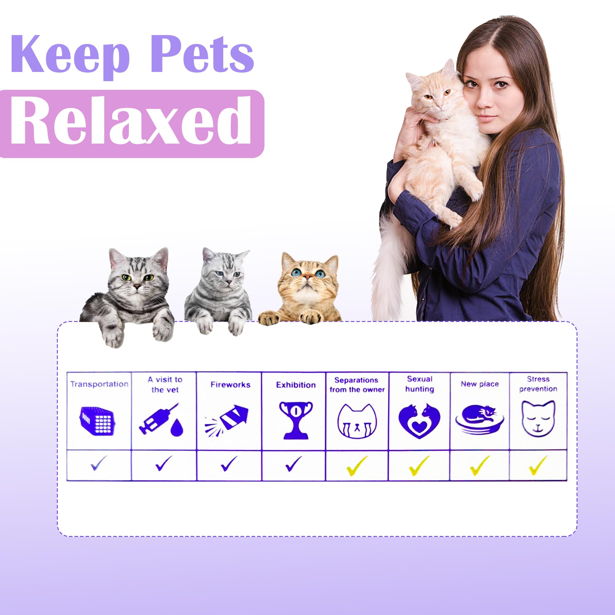 Minasuki 4 Pack Calming Collar for Cats - Long-Lasting Anxiety and Stress Relief, Relaxing Cat Collar,Adjustable Pheromones Collar for Cats,Natural Soothing 60 Days of Continuous Calming Move