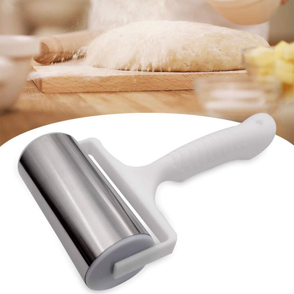 Goeielewe Stainless Steel Rolling Pin with Plastic Handle, Small Mini Pastry and Pizza Dough Baker Roller Ideal for Baking Dough, Pizza, Pie, Pastries, Pasta and Cookies (Random Color)