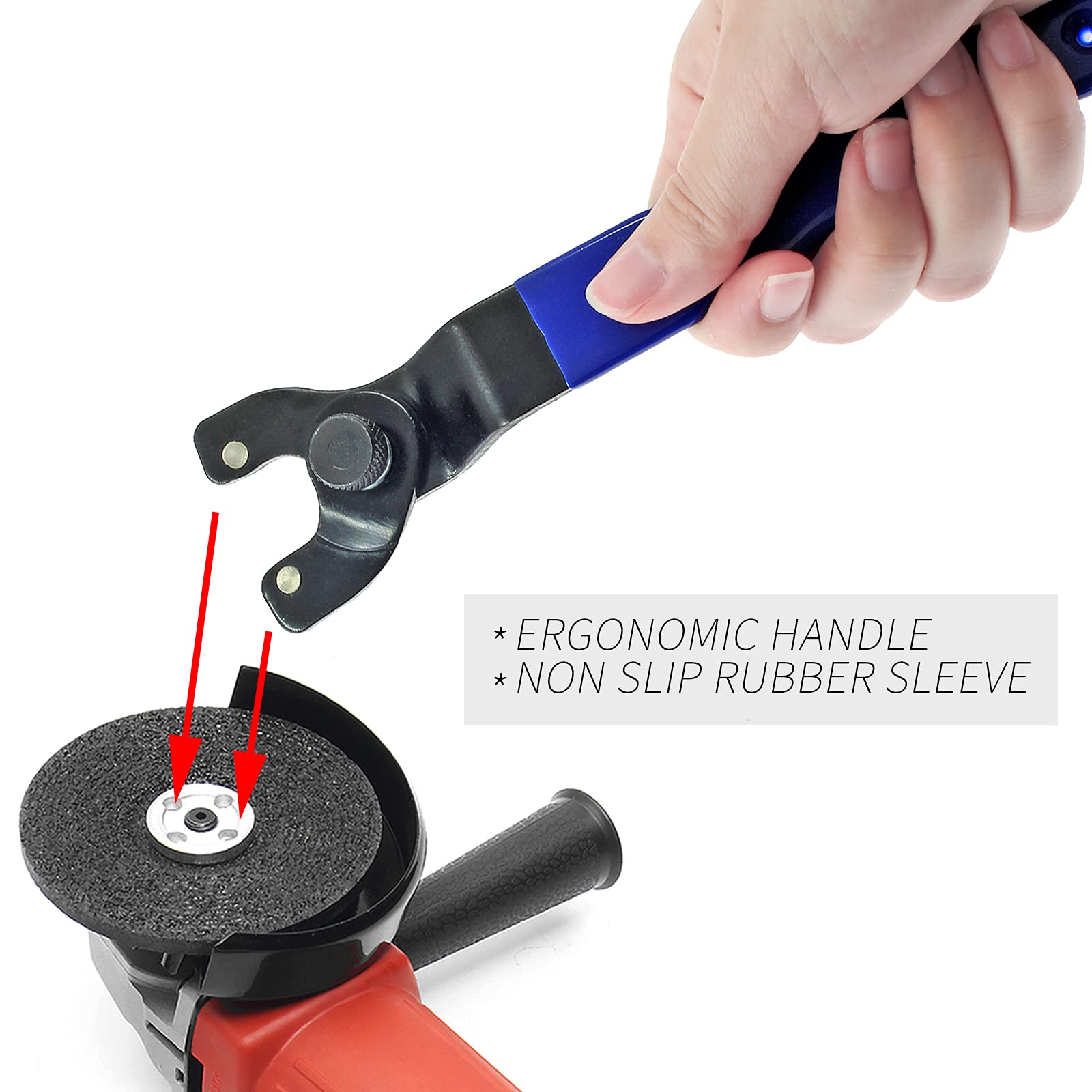Cionyce Adjustable Pin Spanner Wrench Lock-Nut Angle Grinder Wrench for Dewalt Makita and Other 4 Inch to 9 Inch Angle Grinders