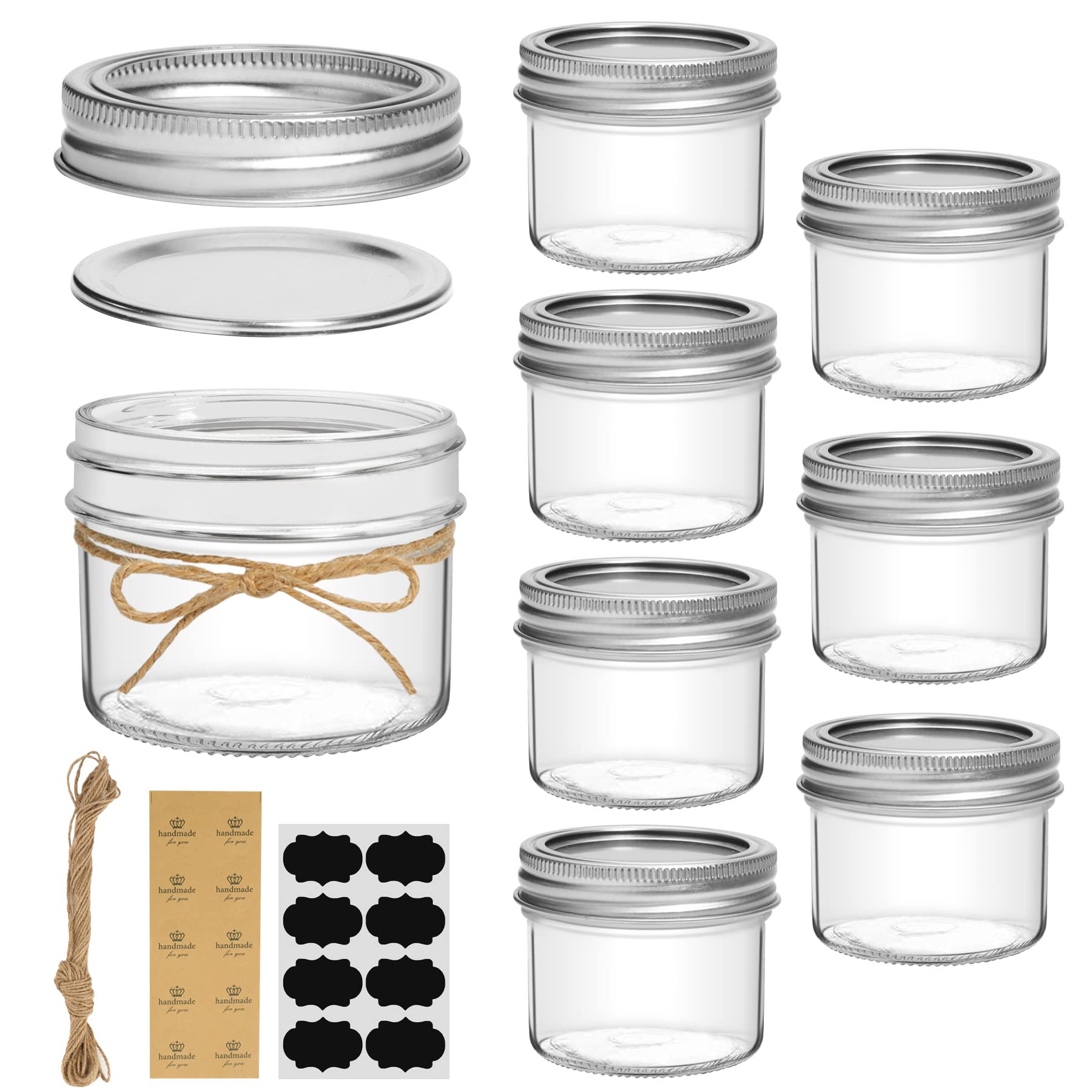 ComSaf Mini Mason Jars 4oz - 8 Pack, Regular Mouth Mason Jar with Lids and Seal Bands, Small Glass Canning Jar for Spice, Jam, Honey, Jelly, Dessert, Shower Wedding Favors, DIY Candles Decor