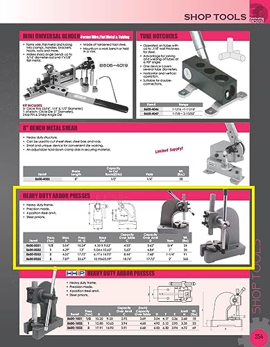 HHIP 8600-0031 Heavy Duty Arbor Press, .5 Ton Capacity, 10" Height (Pack of 1)