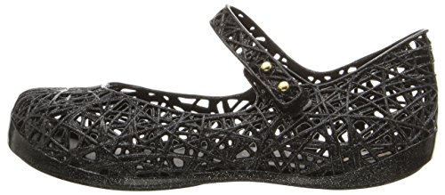 mini melissa Girl's Mini Campana Zig ZAG VI Mary Jane, Black Glitter, 5 M US Toddler