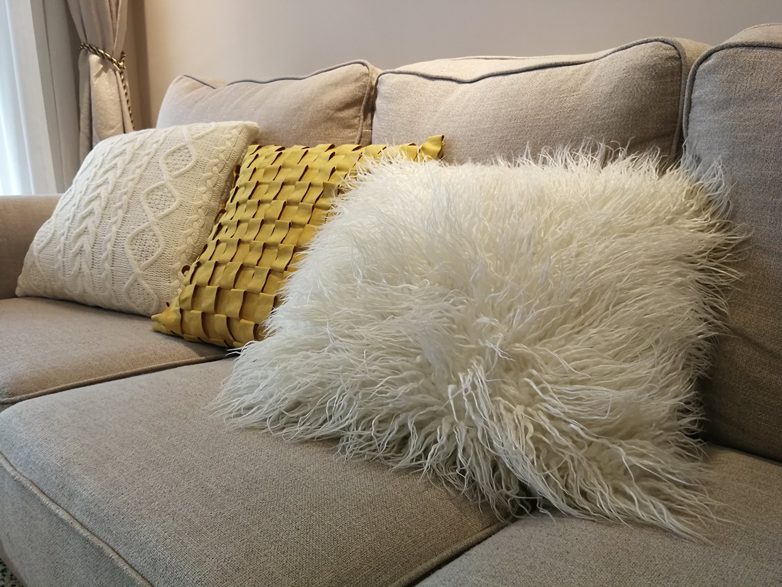 Decorative Knit Throw Pillow Cover Chiristmas Farmhouse Sweater Square Warm Cushion Cover for Couch, Bed, Home Accent Decor (Cream, (18x18 inches(45x45cm))
