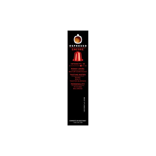 Segafredo Zanetti Encore Espresso Capsules, Medium-Dark Roast, Intensity 10, Compatible with Nespresso Original Machines, 10 Count Aluminum Pods