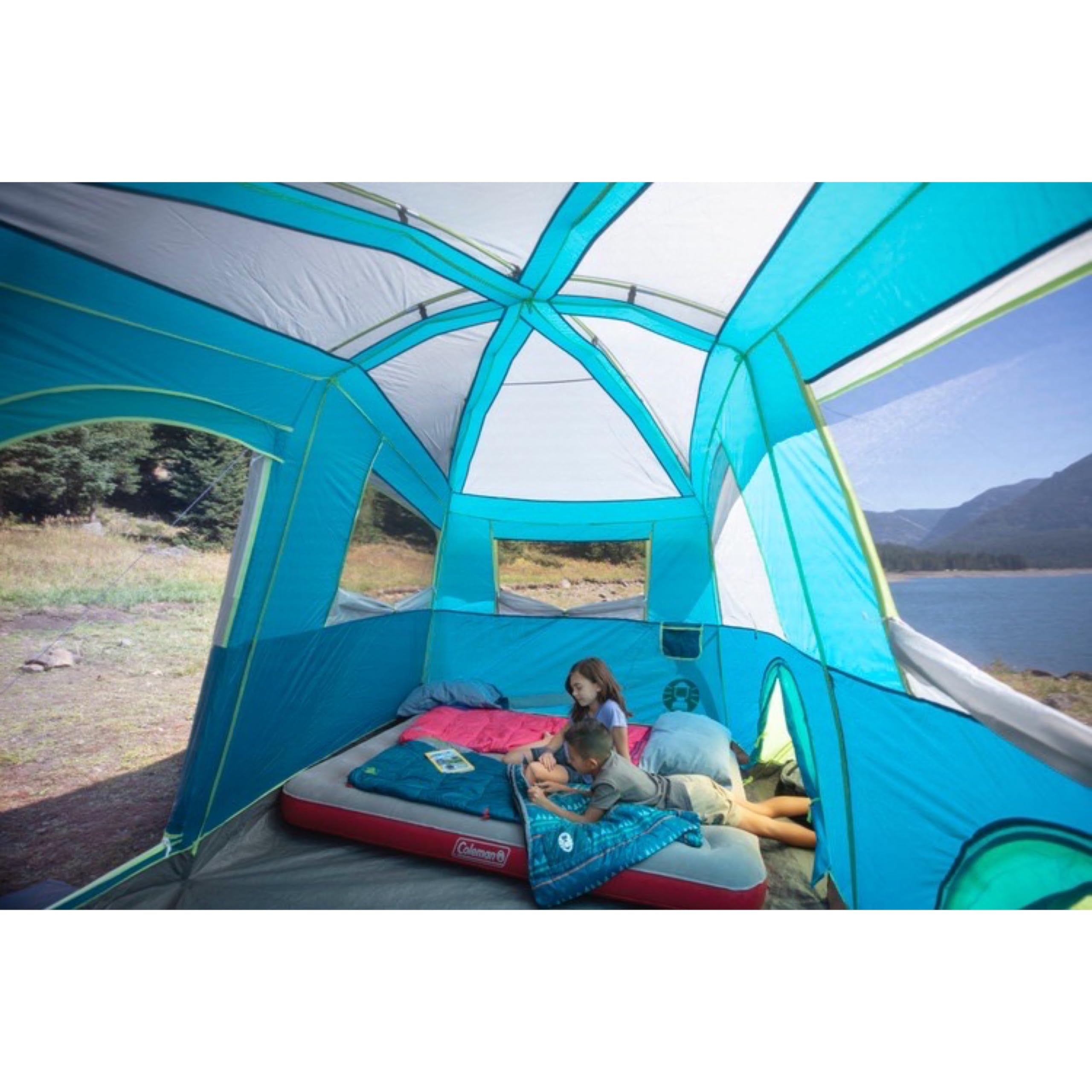 Coleman Kids 50°F Sleeping Bag, Comfortable Youth Sleeping Bag for Sleepovers & Camping, Fits Children up to 5ft Tall, Glow in the Dark Design, Stuff Sack Included, Machine Washable